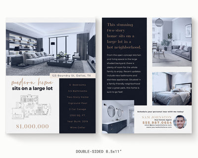 Double-Sided Property Feature Sheet Template | Blossoming Real Estate
