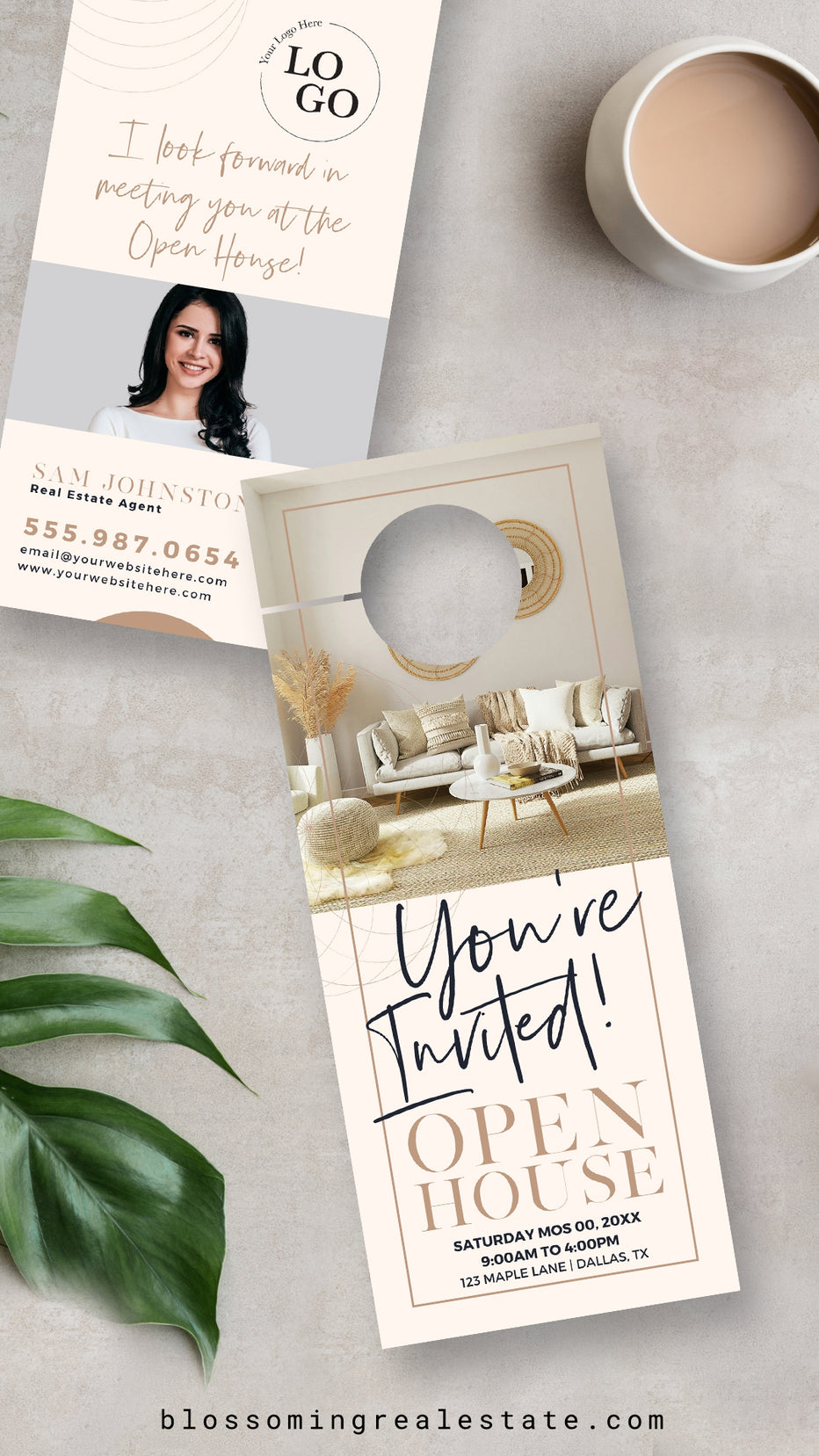 Real Estate Open House Door Hanger | Blossoming Real Estate