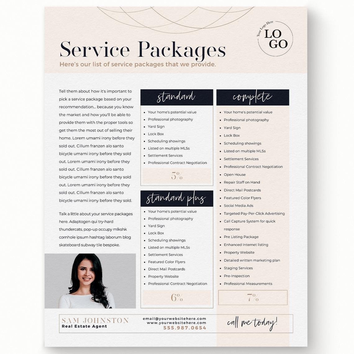 Seller Commission Service Sheet | Blossoming Real Estate