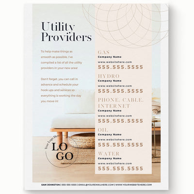 Utility Providers Flyer | Blossoming Real Estate