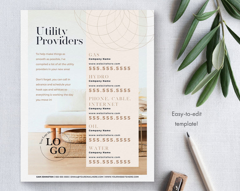 Utility Providers Flyer | Blossoming Real Estate