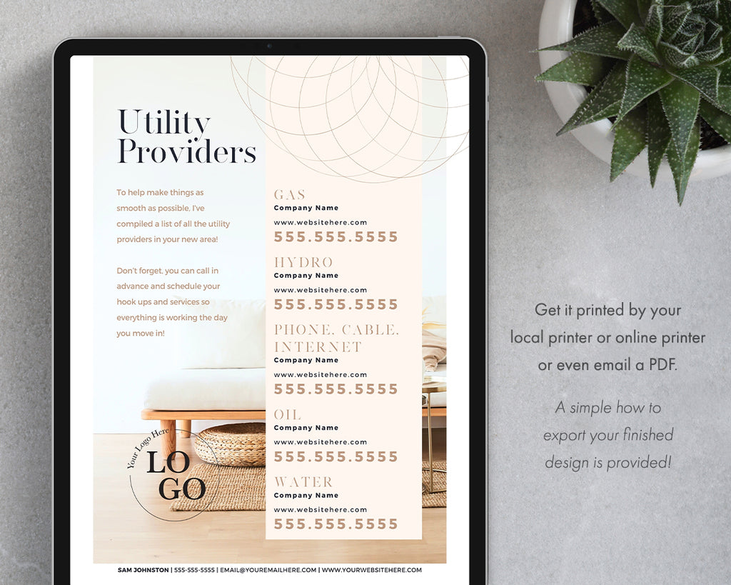 Utility Providers Flyer | Blossoming Real Estate