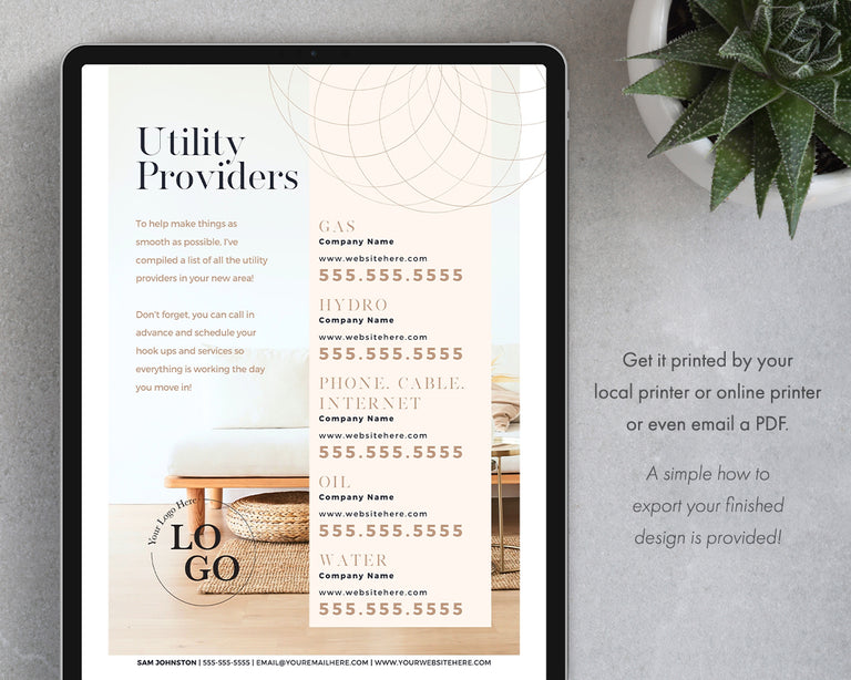 Utility Providers Flyer | Blossoming Real Estate