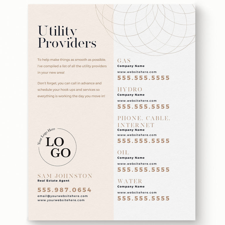 Utility Providers Flyer | Blossoming Real Estate