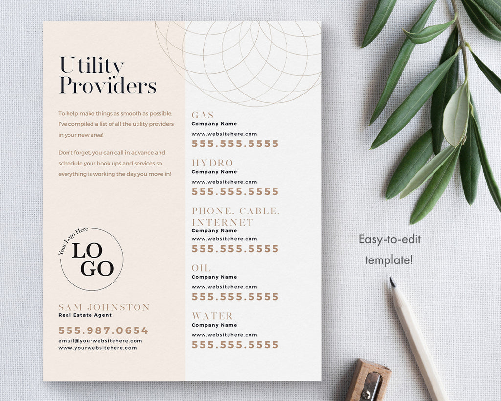 Utility Providers Flyer | Blossoming Real Estate